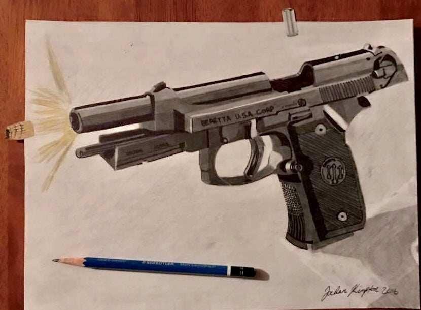 3d Gun Drawings In Pencil
